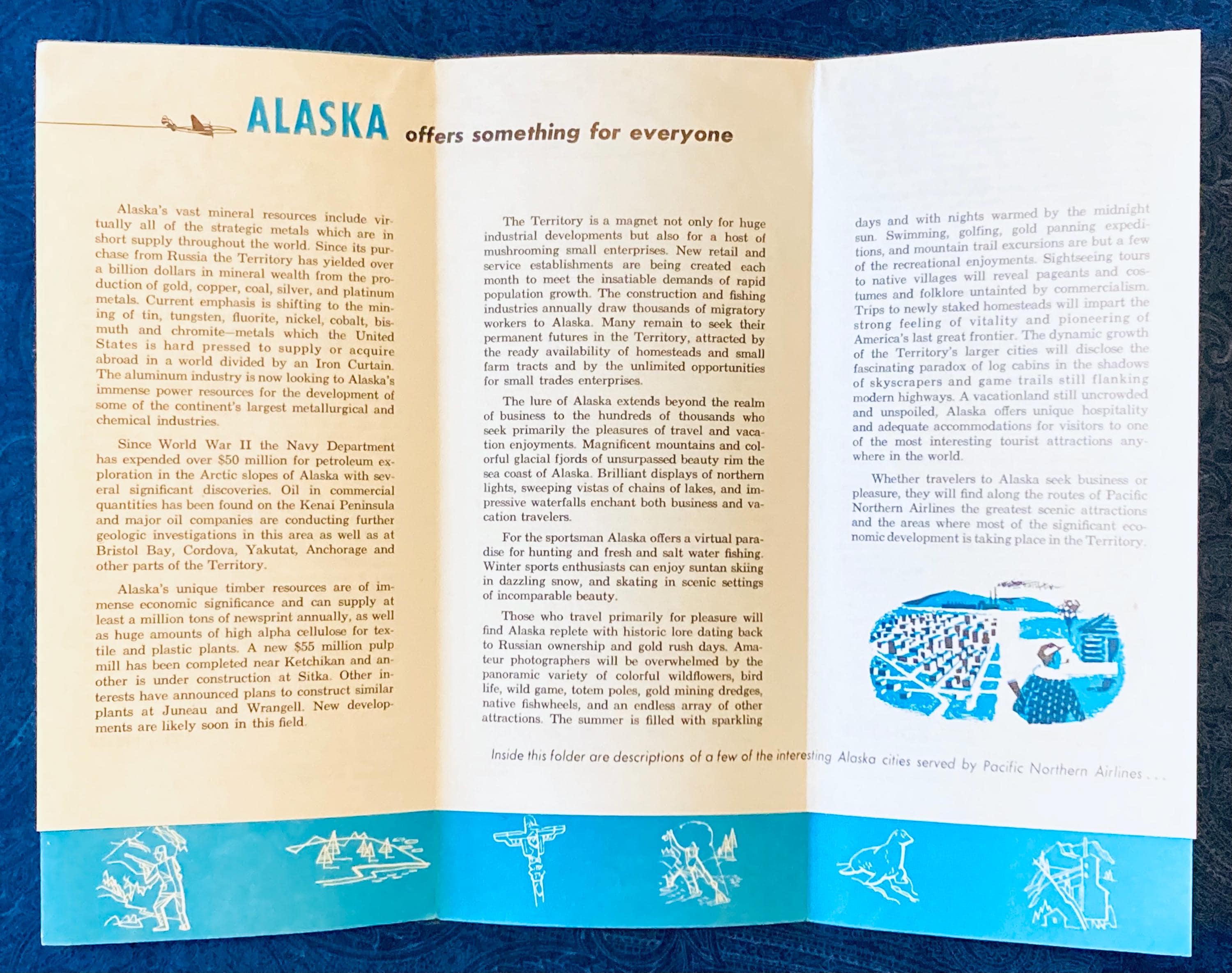 1950s Pacific Northern Airlines PNA Alaska Travel Fold Out Brochure - Etsy