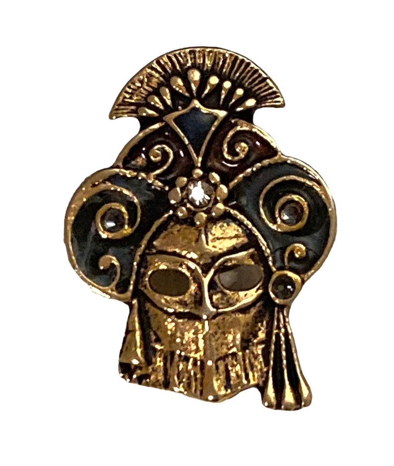 Vintage Italian Venetian Mask Lapel Pin Gold Tone Black Enamel ...