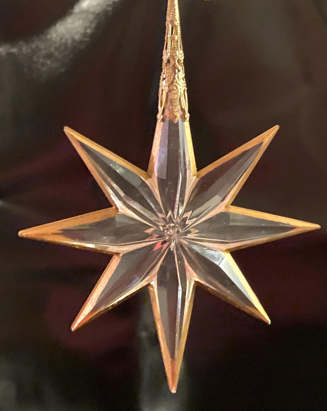 Clear Acrylic Star Ornament Gold Filigree Top Gold Edge Sun Catcher 6 ...