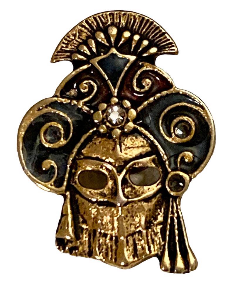 Vintage Italian Venetian Mask Lapel Pin Gold Tone Black Enamel ...