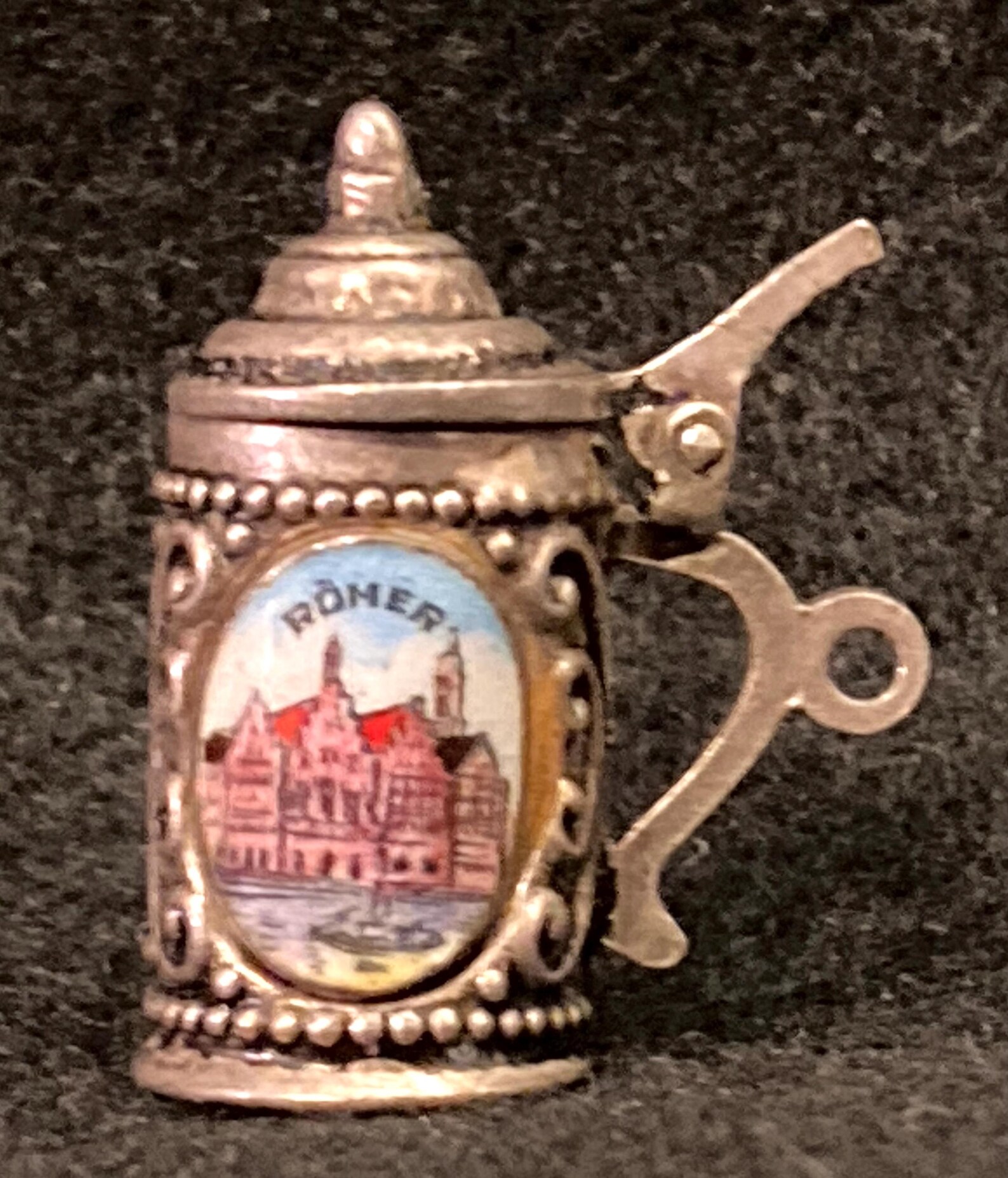 2 Vintage German Charms Silver Stein and Badge Charm Berchtesgaden ...