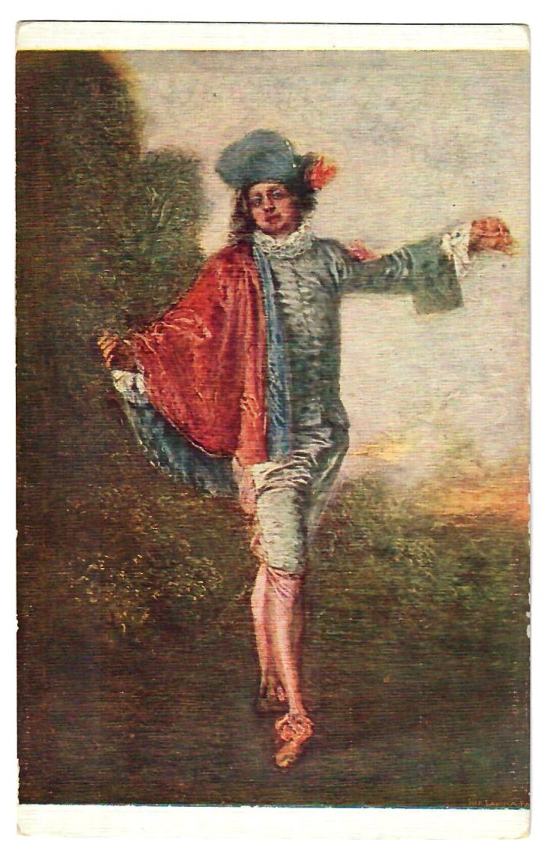 Antique Artist Postcard L'indifferent by Watteau 5471 Musee Du Louvre ...