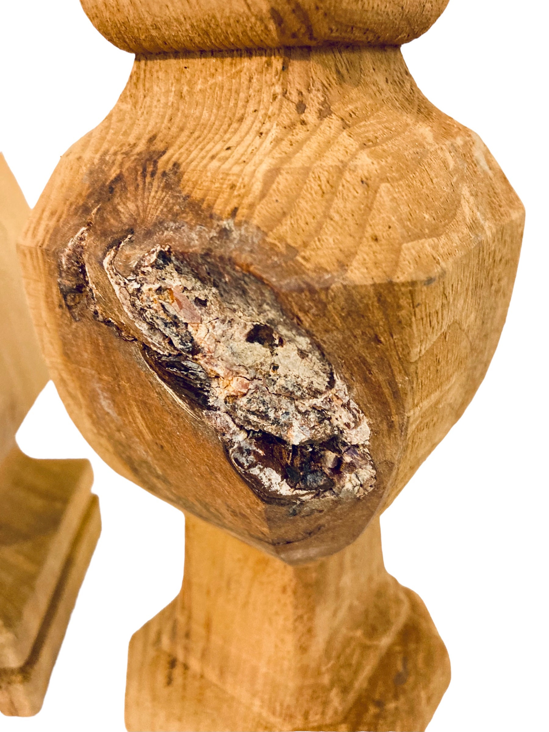 2 Vintage Architectural Salvage Wood Post Top Finial Caps Newell Caps ...