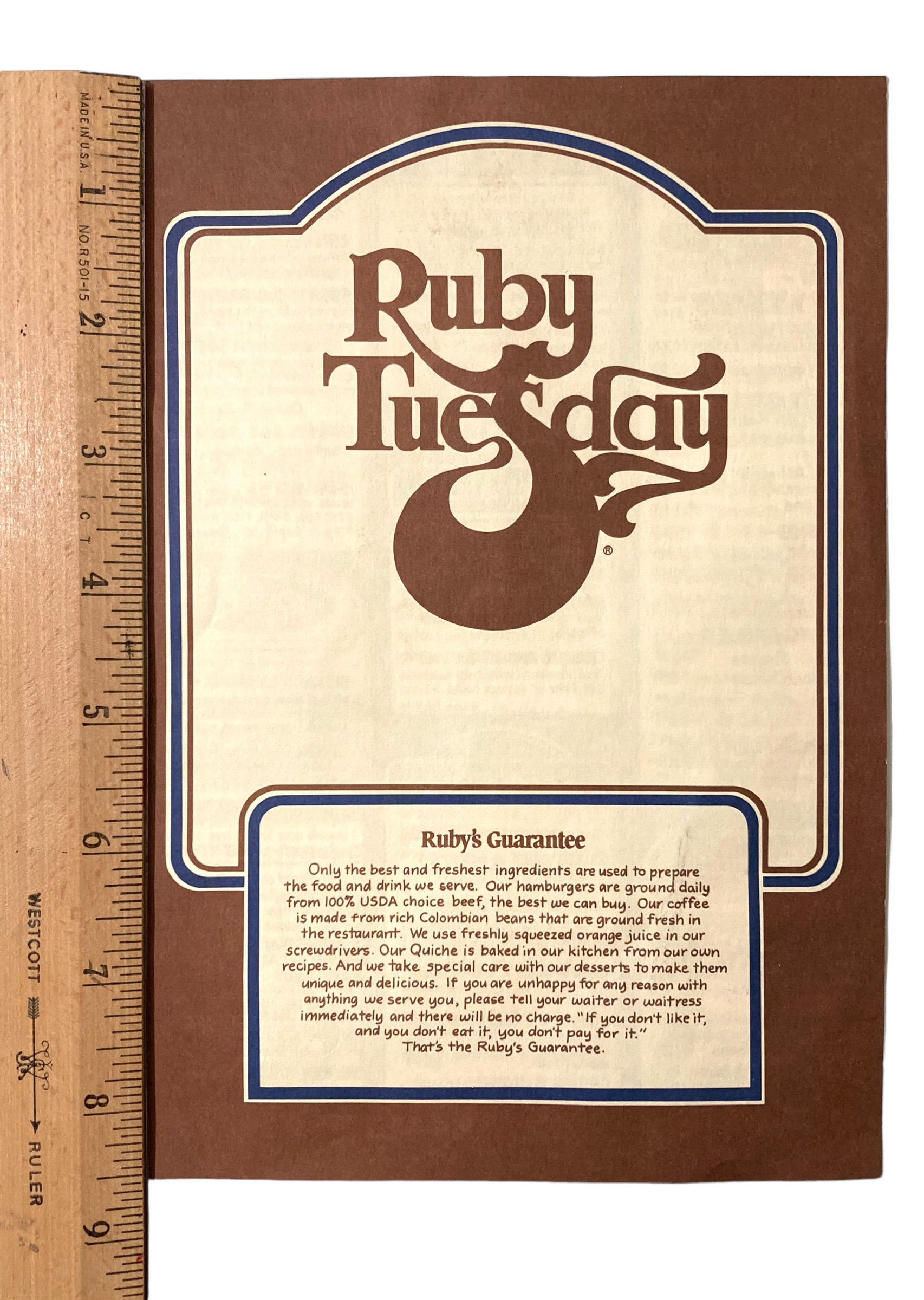Vintage 1980s Ruby Tuesday Paper Menu - Etsy
