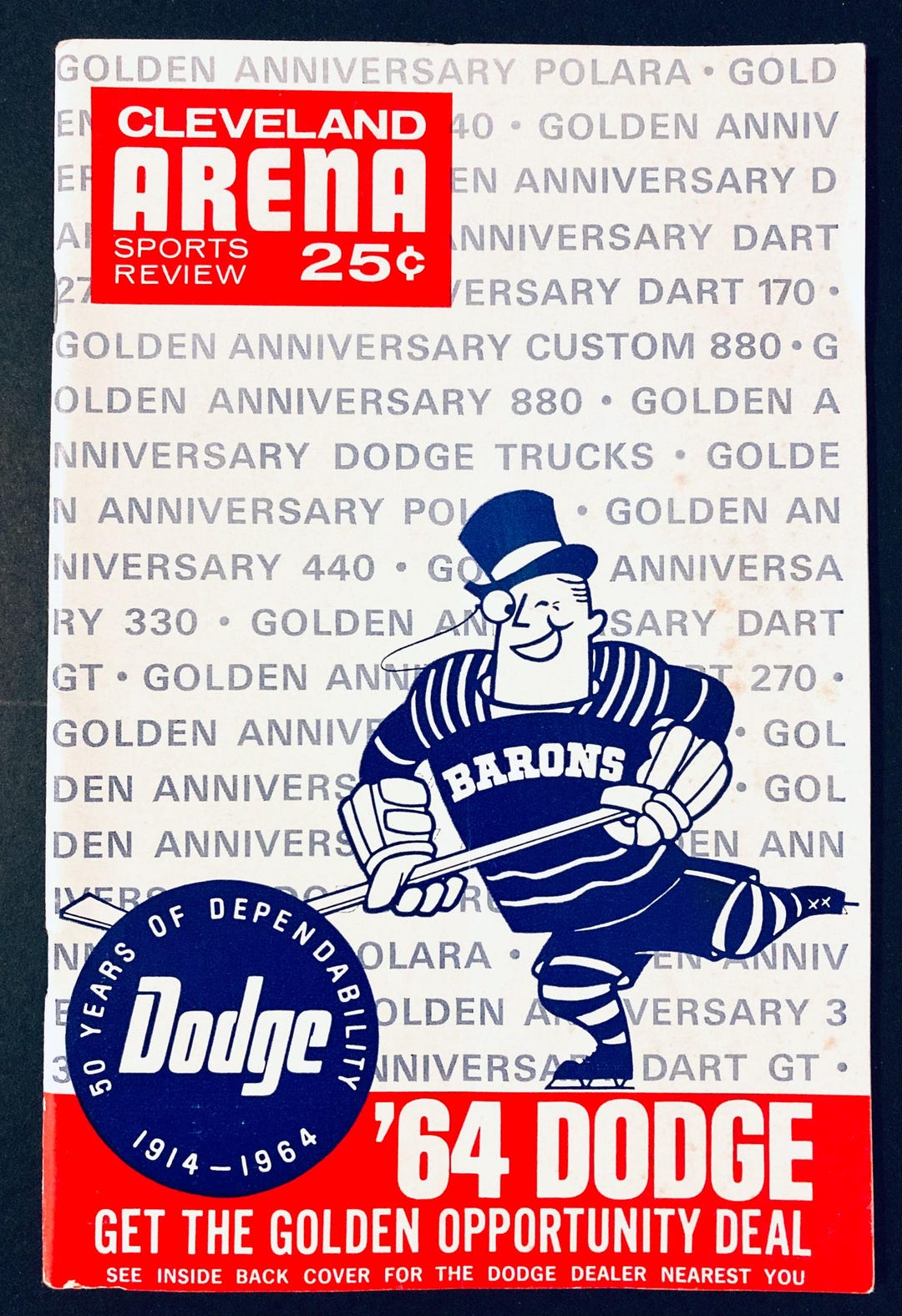 1964 Cleveland Arena Sports Review Booklet Cleveland Barons Hockey '64 ...