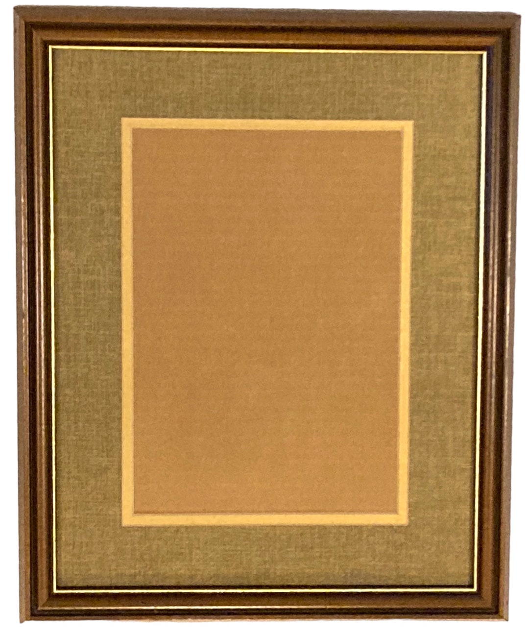 Vintage Wood Photo Picture Frame Double Mat Gold and Black Weave Gold ...