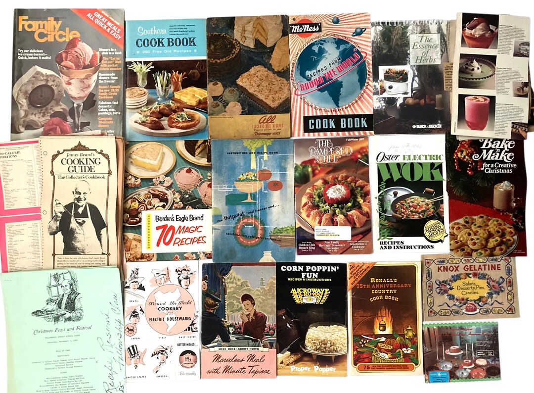 Lot 14 Vintage Cookbooks Recipe Booklet 1940s - 1990s Newspaper ...