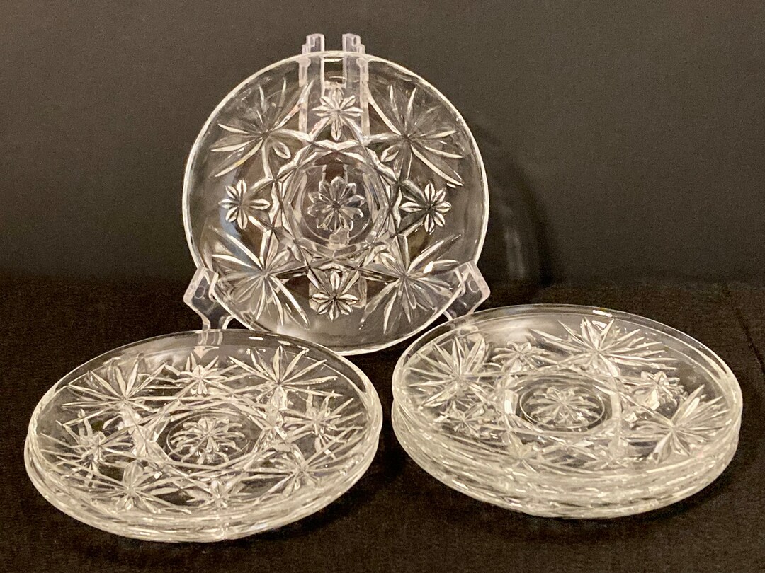 Vintage Clear Crystal Coasters Set of 6 Interlocking Star Pattern - Etsy