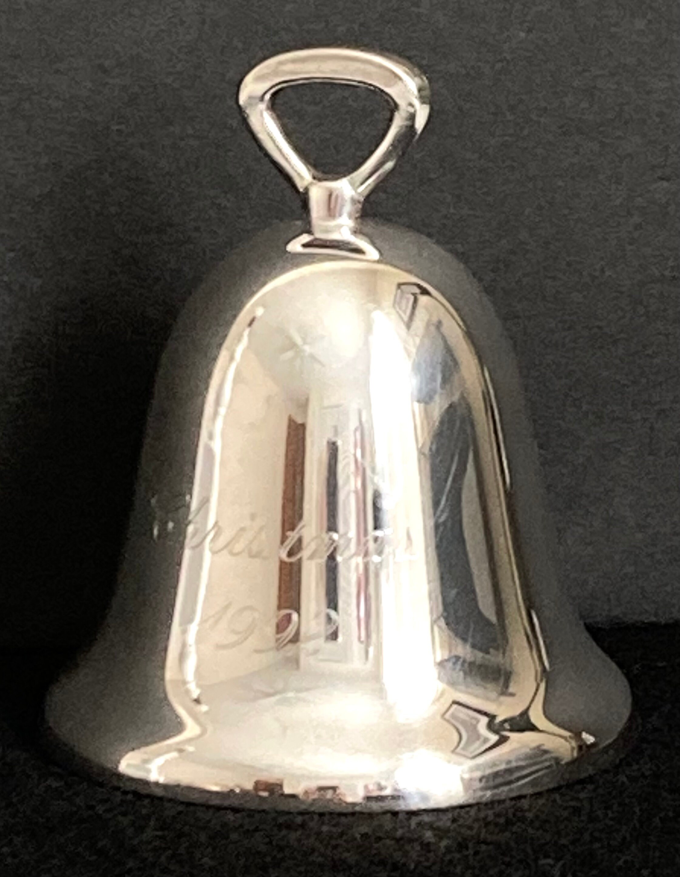1992 Reed & Barton Engraved Silverplate Bell Christmas Ornament Boxed ...