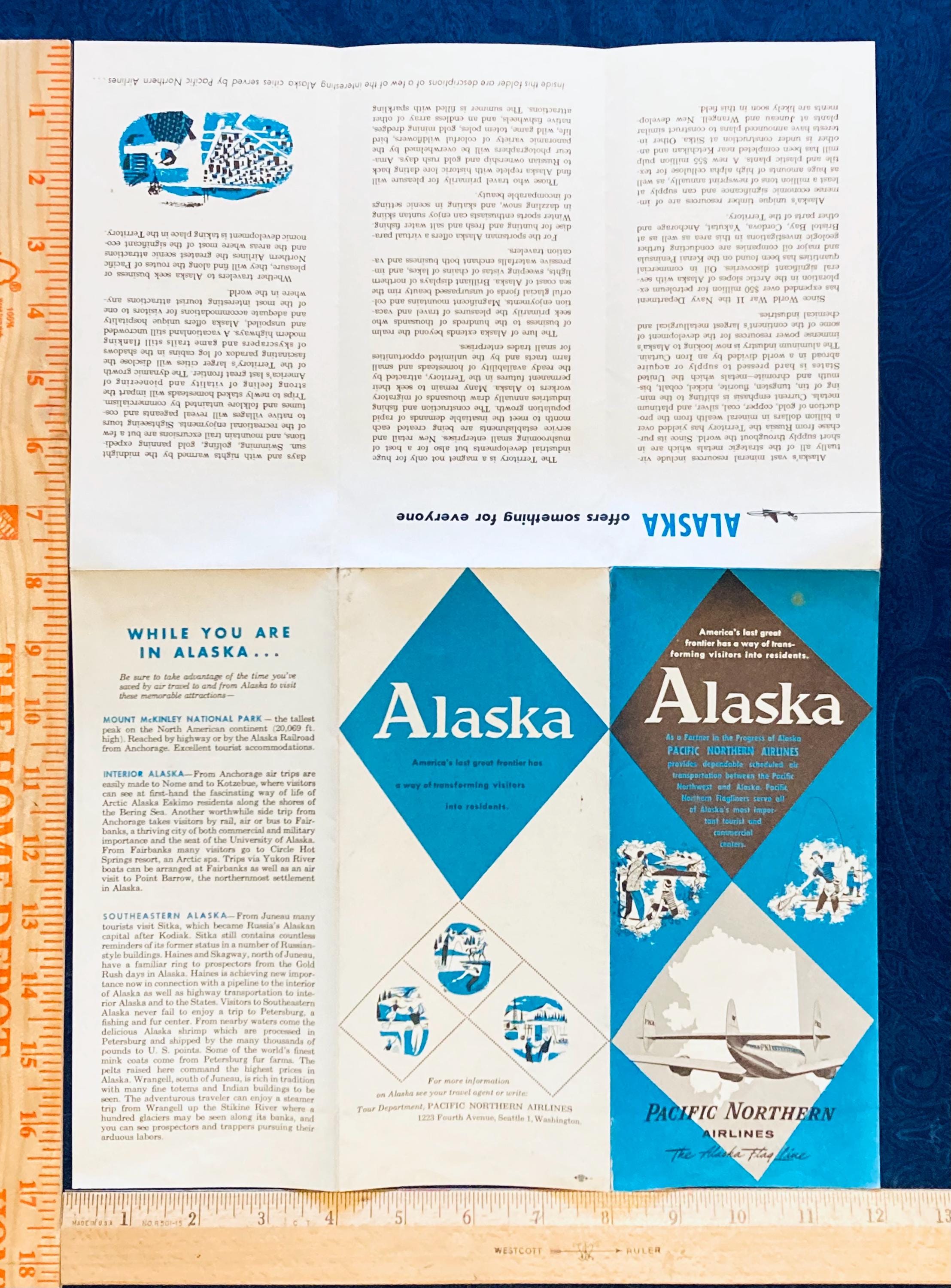 1950s Pacific Northern Airlines PNA Alaska Travel Fold Out Brochure - Etsy