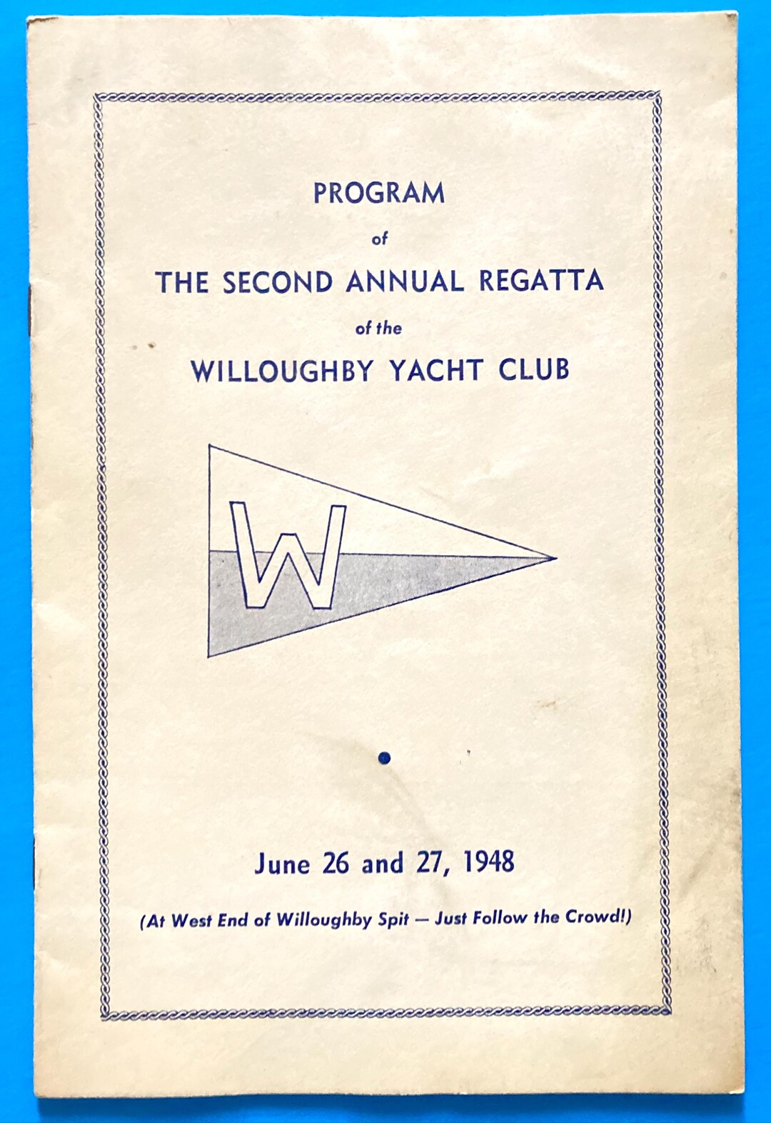 1948 Willoughby Yacht Club Second Annual Regatta Program Blank Entry ...