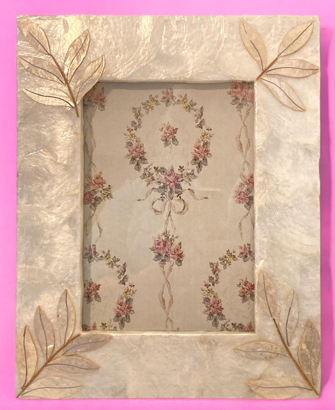 Boho Capiz Shell Picture Photo Frame With Shell Leaf Design Vintage ...