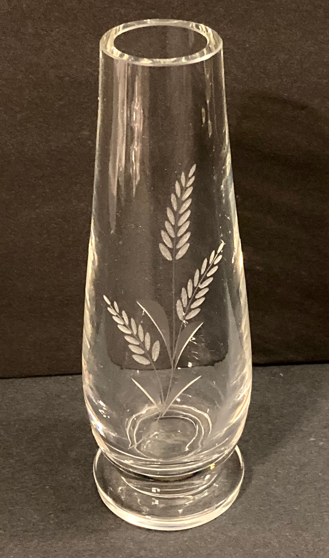 Vintage Etched Wheat Glass Vase: Clear Footed Base - Etsy