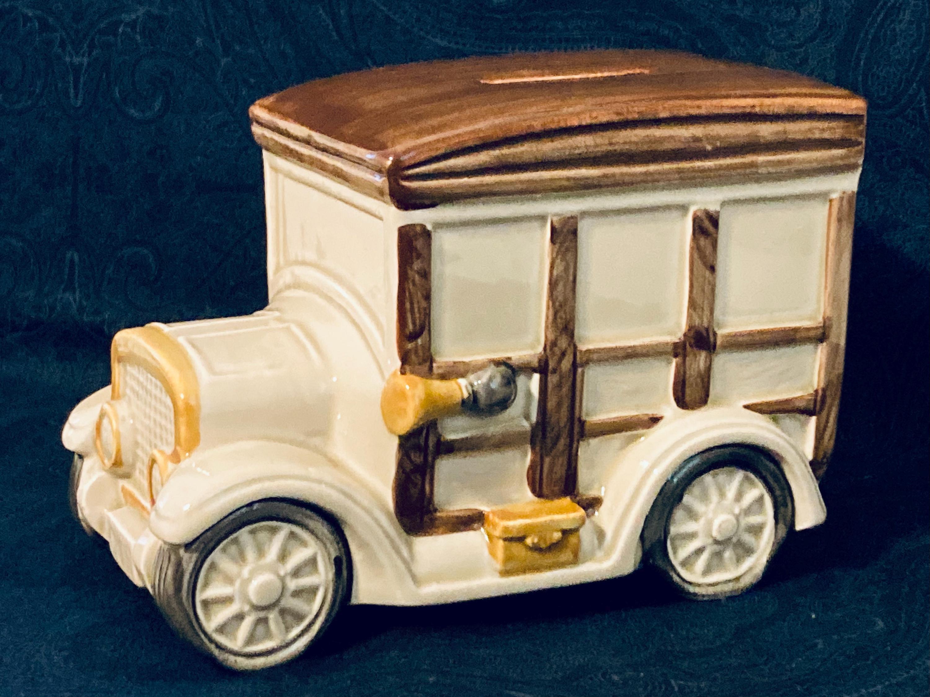 1980 Otagiri Ceramic Coin Piggy Bank Hand Painted Antique Car With ...