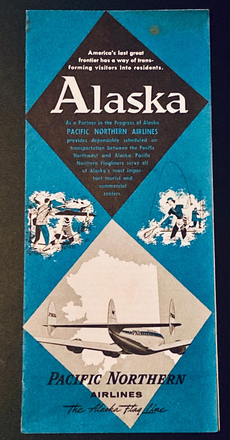 1950s Pacific Northern Airlines PNA Alaska Travel Fold Out Brochure - Etsy