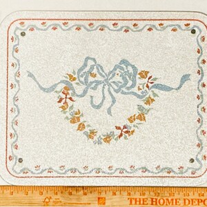 Vintage Corelle Glass Counter Saver Pink Flower Heart Wreath With Blue ...