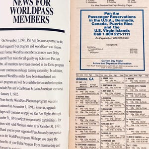 1991 Pan Am Schedules Route Fold Out Map and Boarding Pass Ticket ...