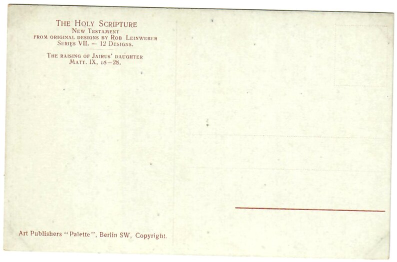 Antique Postcard GERMANY Holy Scripture Robert Leinweber Jesus Jairus ...