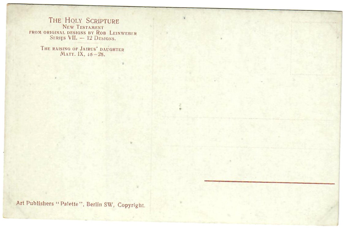 Antique Postcard GERMANY Holy Scripture Robert Leinweber Jesus Jairus ...