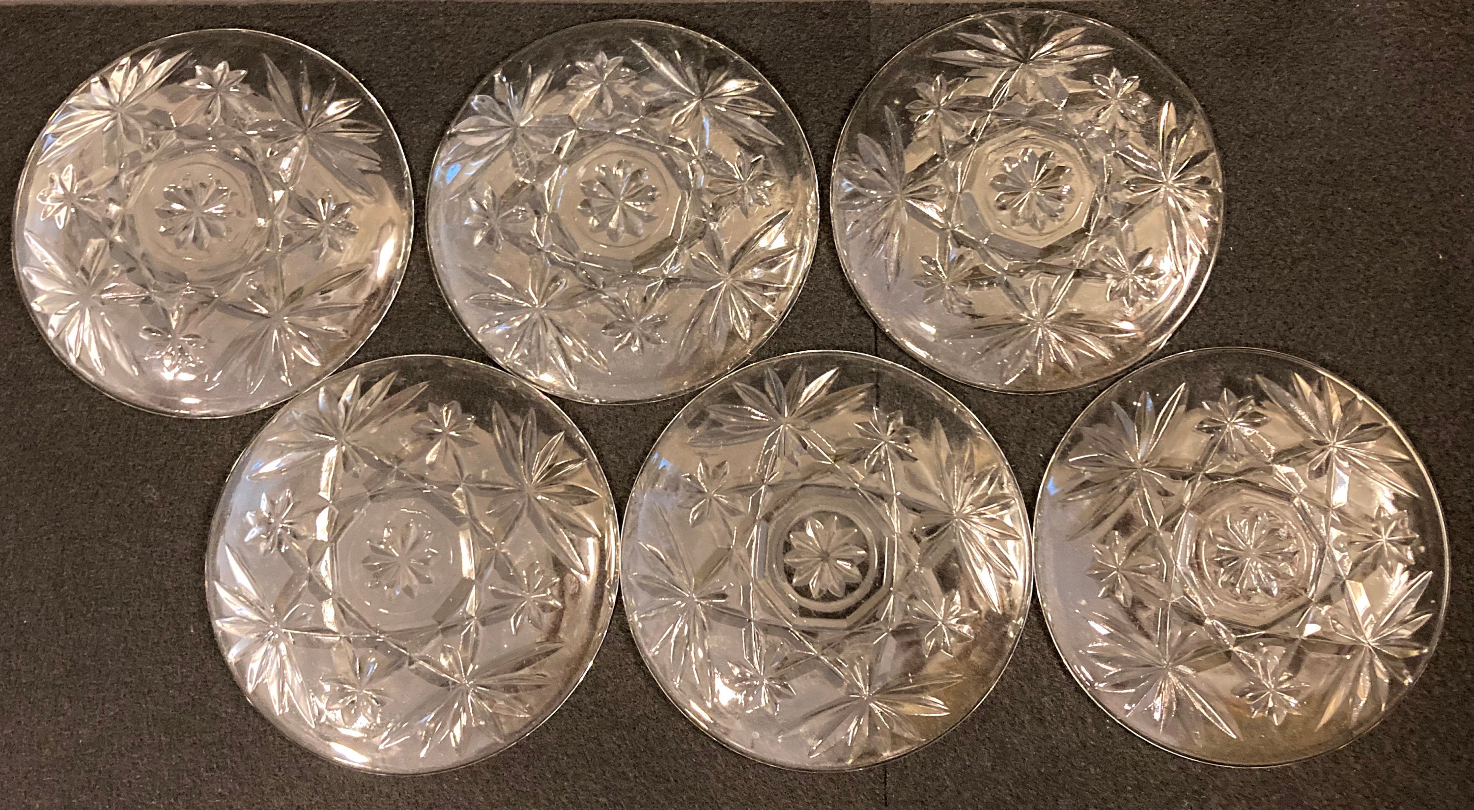 Vintage Clear Crystal Coasters Set of 6 Interlocking Star Pattern - Etsy