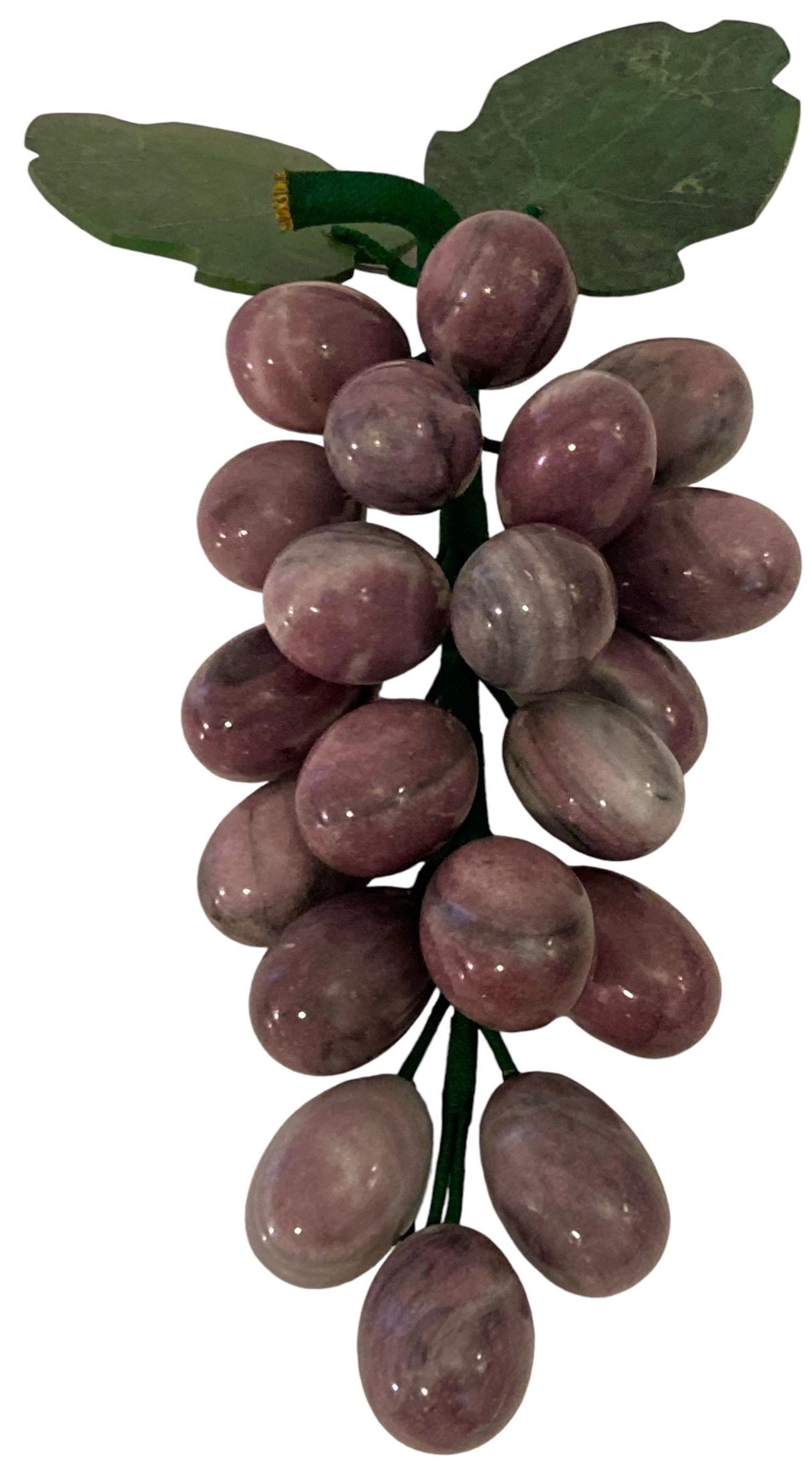 Vintage Polished Amethyst Stone Grape Cluster Grapes Bunch Carved Jade ...