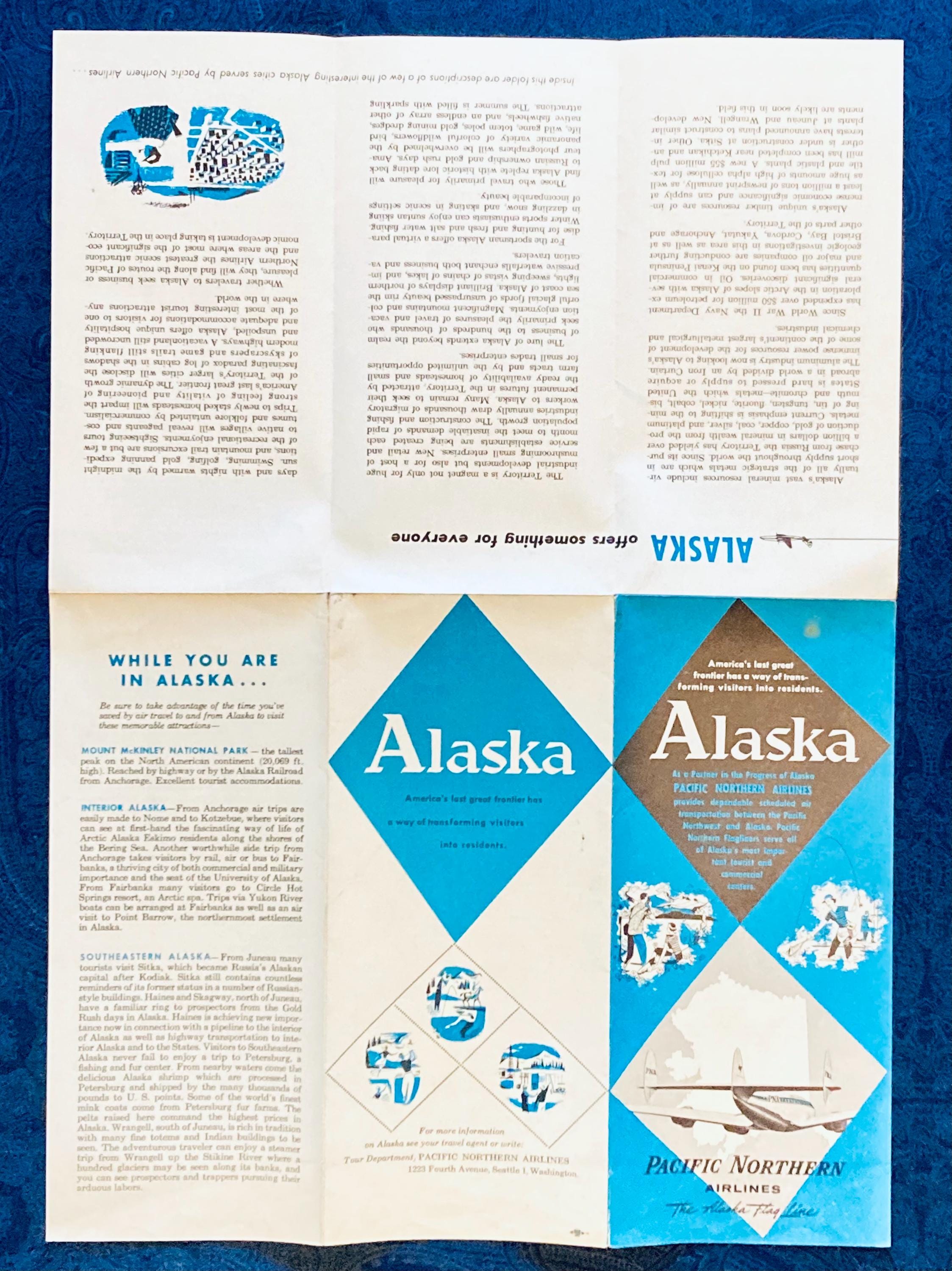 1950s Pacific Northern Airlines PNA Alaska Travel Fold Out Brochure - Etsy