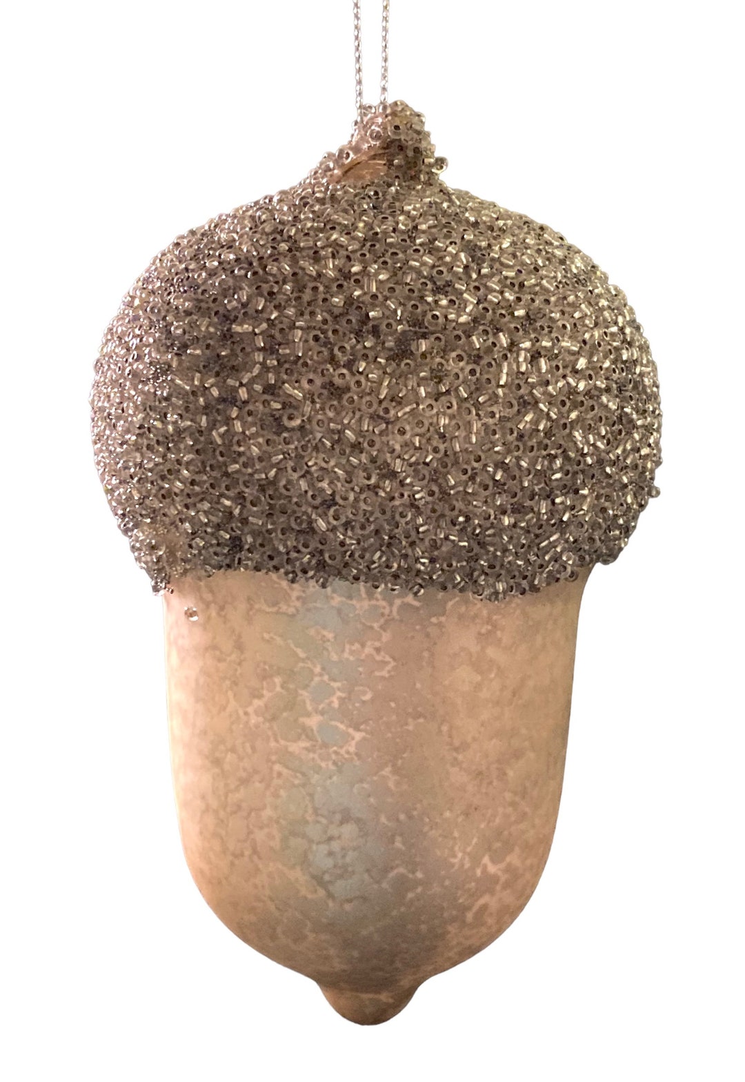 Large Hand Blown Mercury Glass Acorn Ornament Smooth With Textured Glass 6 Etsy