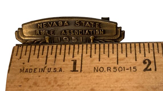 RARE 1951 Nevada State Rifle Associat Brass Lapel Pin… - Gem