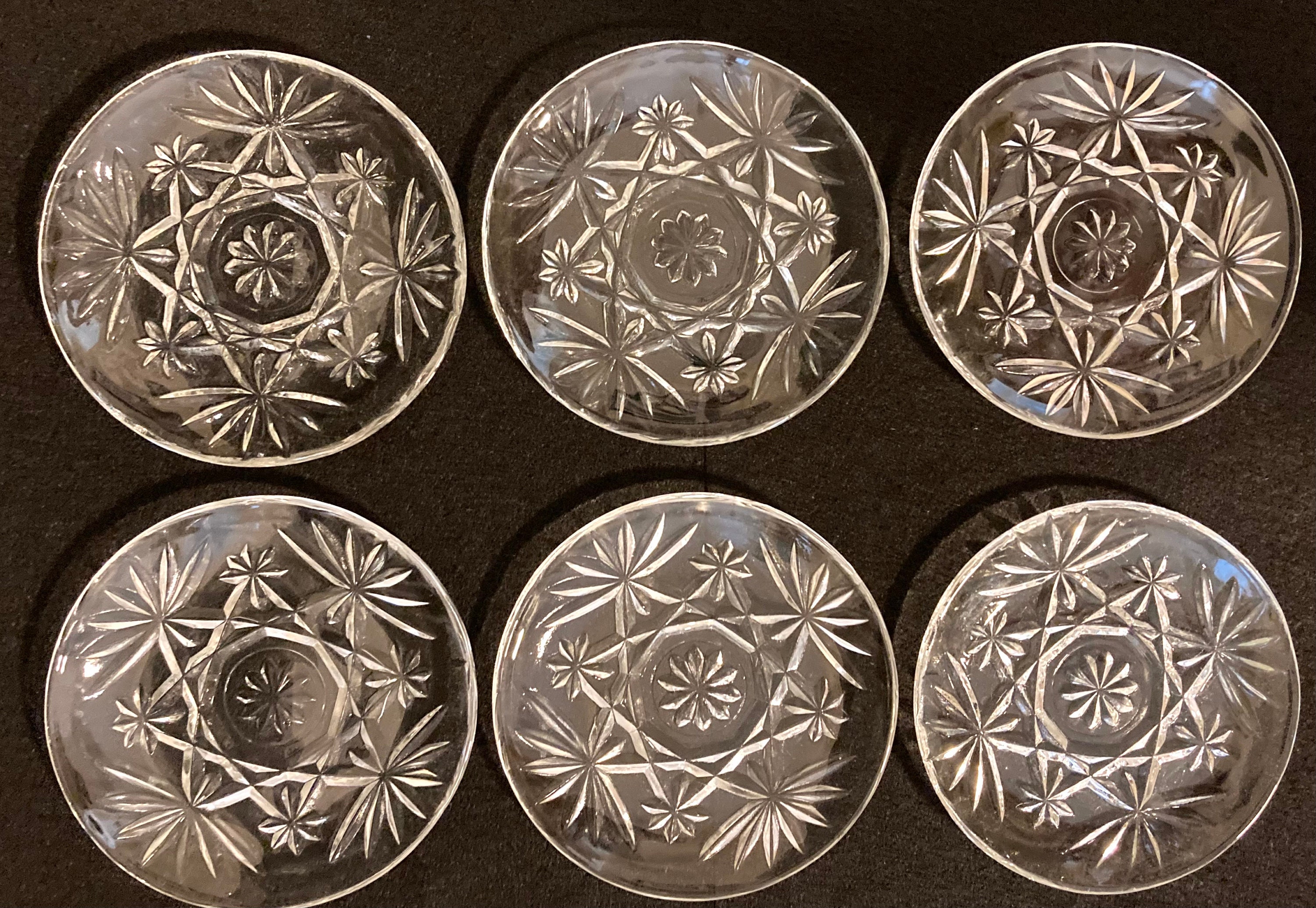Vintage Clear Crystal Coasters Set of 6 Interlocking Star Pattern - Etsy