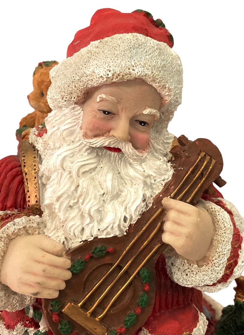 Large Vintage Resin Santa Claus and Child Figure St Nick With Toy Sack ...