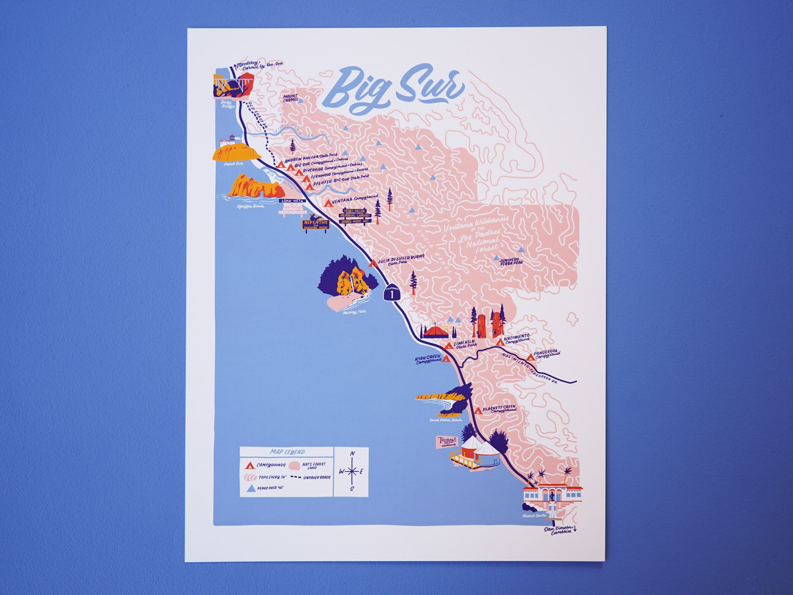 Big Sur Map - Etsy