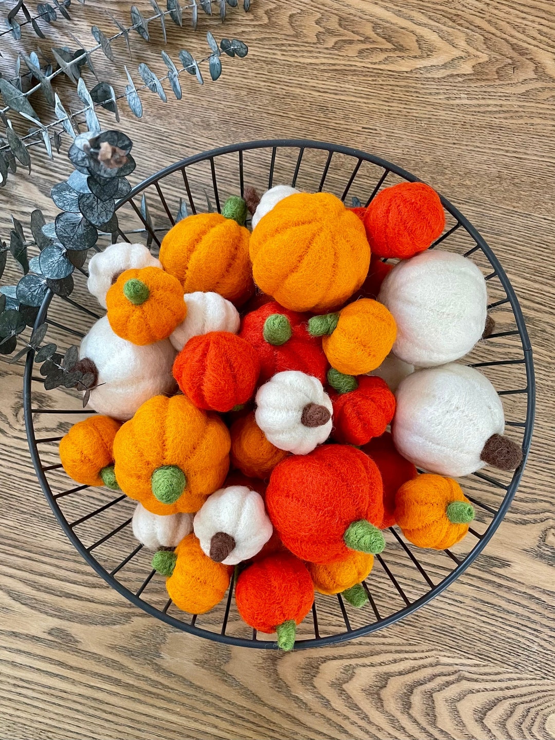 Lot of Wool Felt Pumpkins, Fall Decoration, Thanksgiving Decor ...