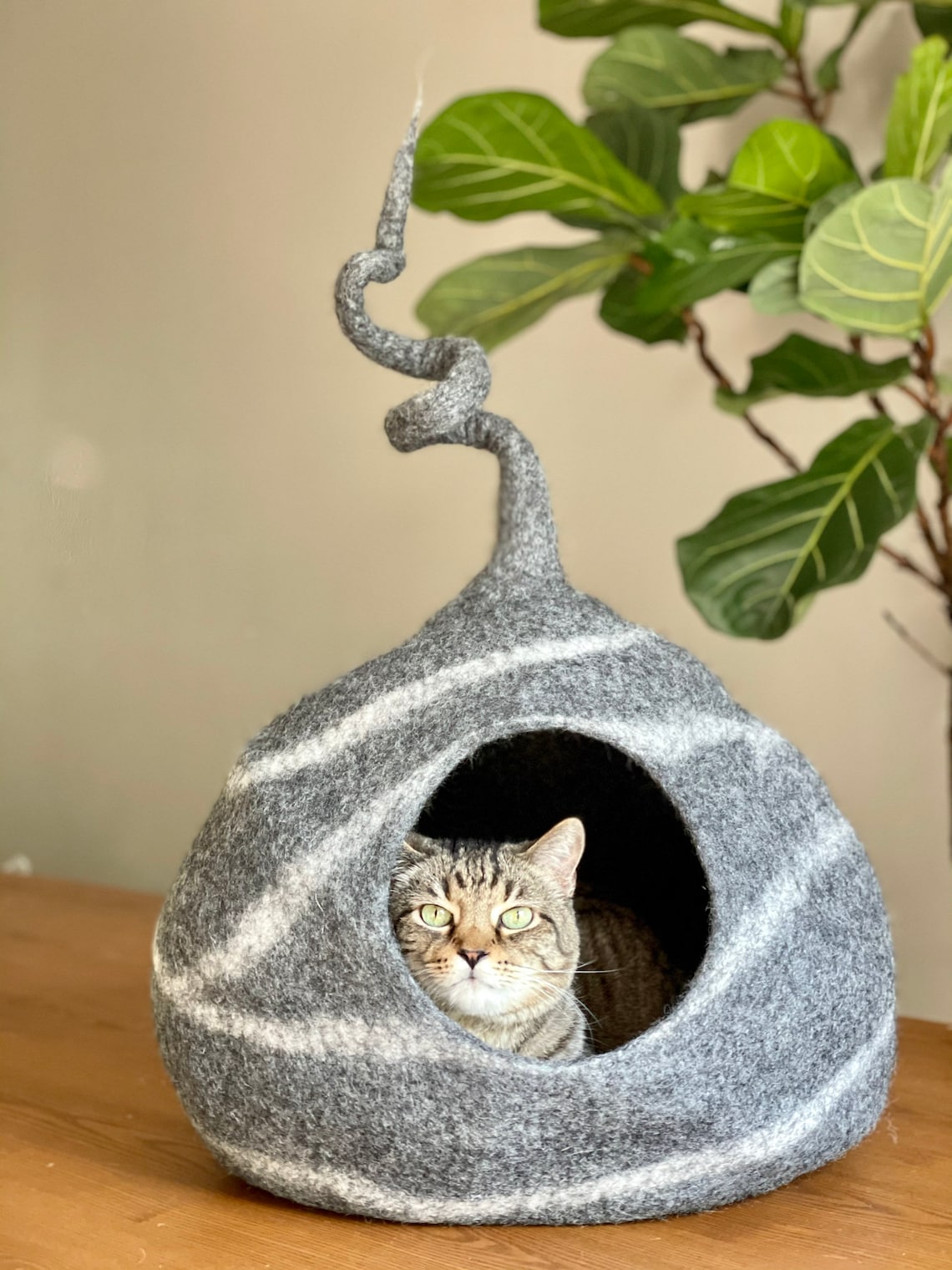 Gray Large Cat Cave Wool Cat Cave Felted Wool Cat House | Etsy