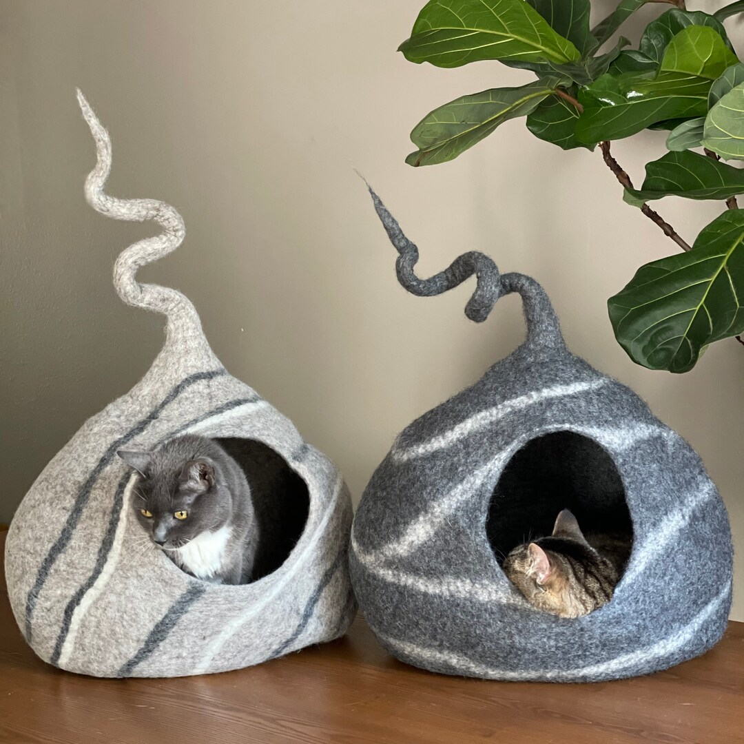 Large Cat Cave, Wool Cat Cave, Felted Wool Cat House, Wool Cat Bed ...