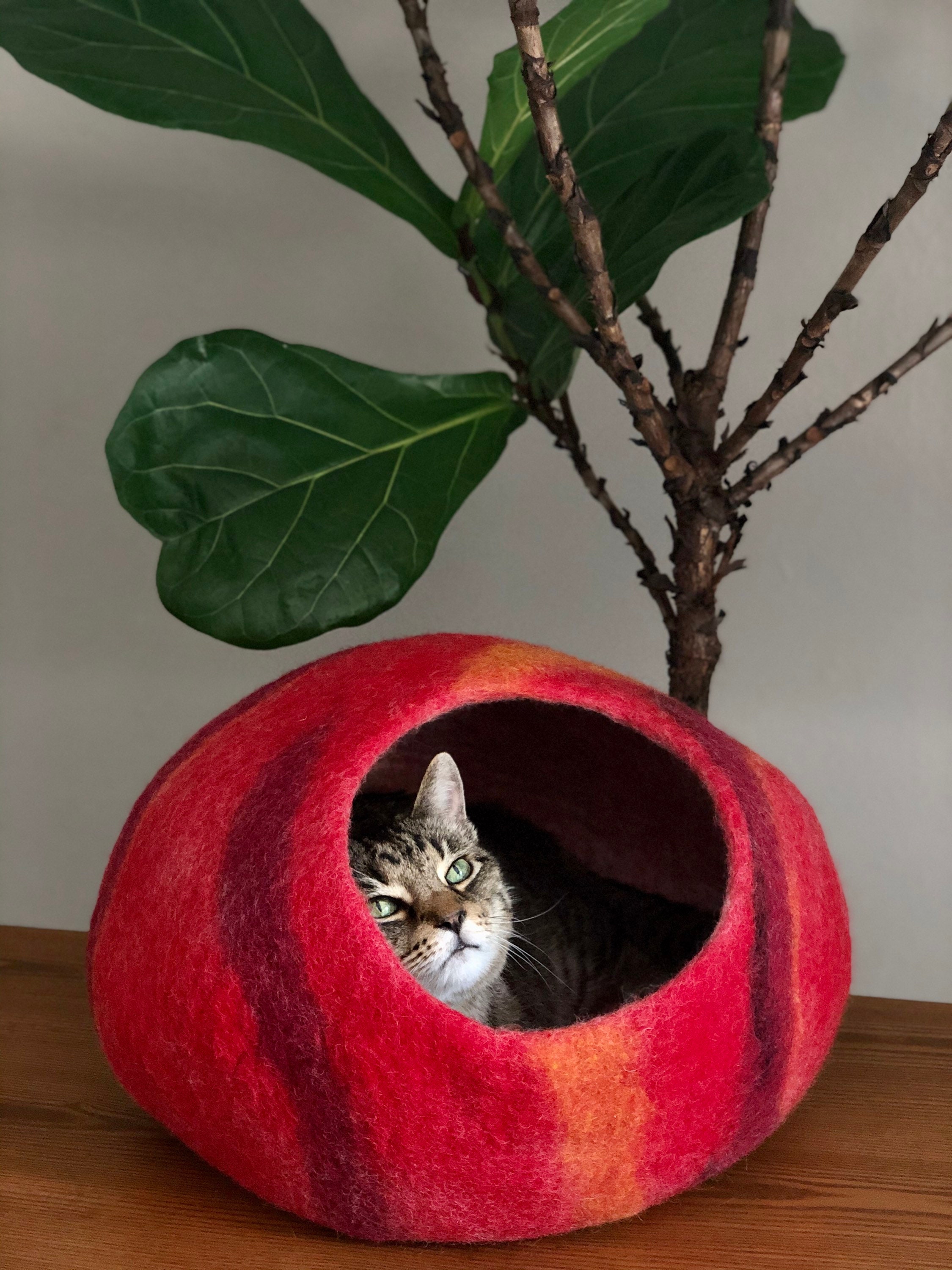 Cat Cave Cat Bed Handmade 100% New Zealand Wool Cat Cave - Etsy