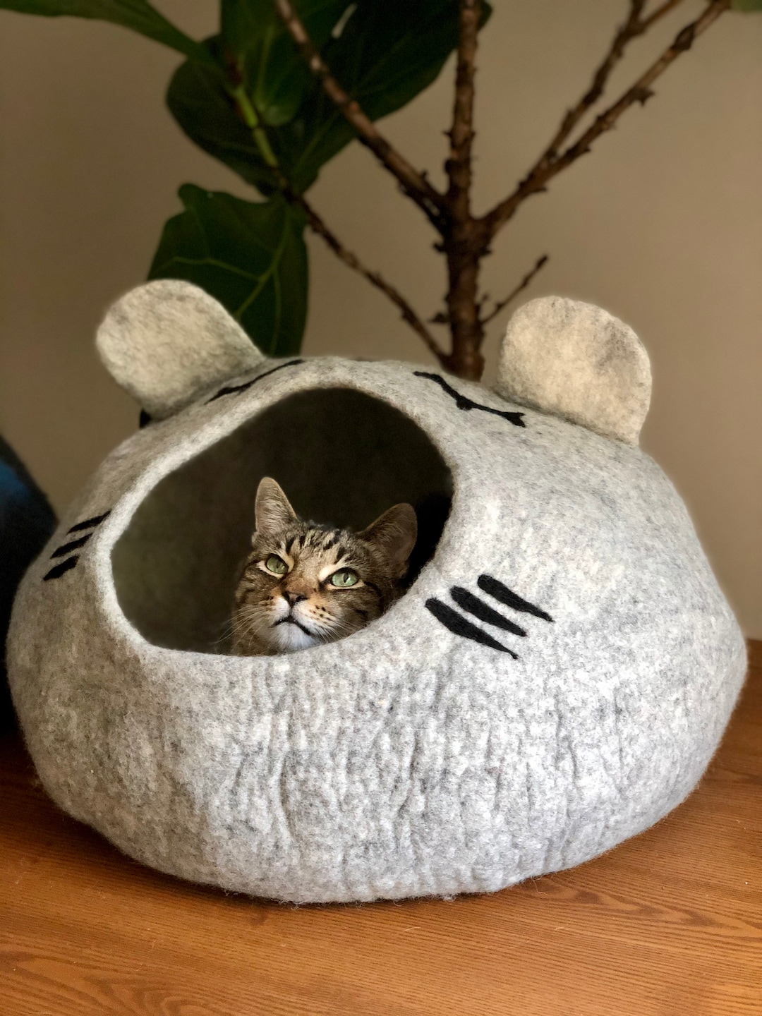 Extra Large Cat Cave, XL Cat Bed, Cat House 100% Wool Felted (SLEEPY ...