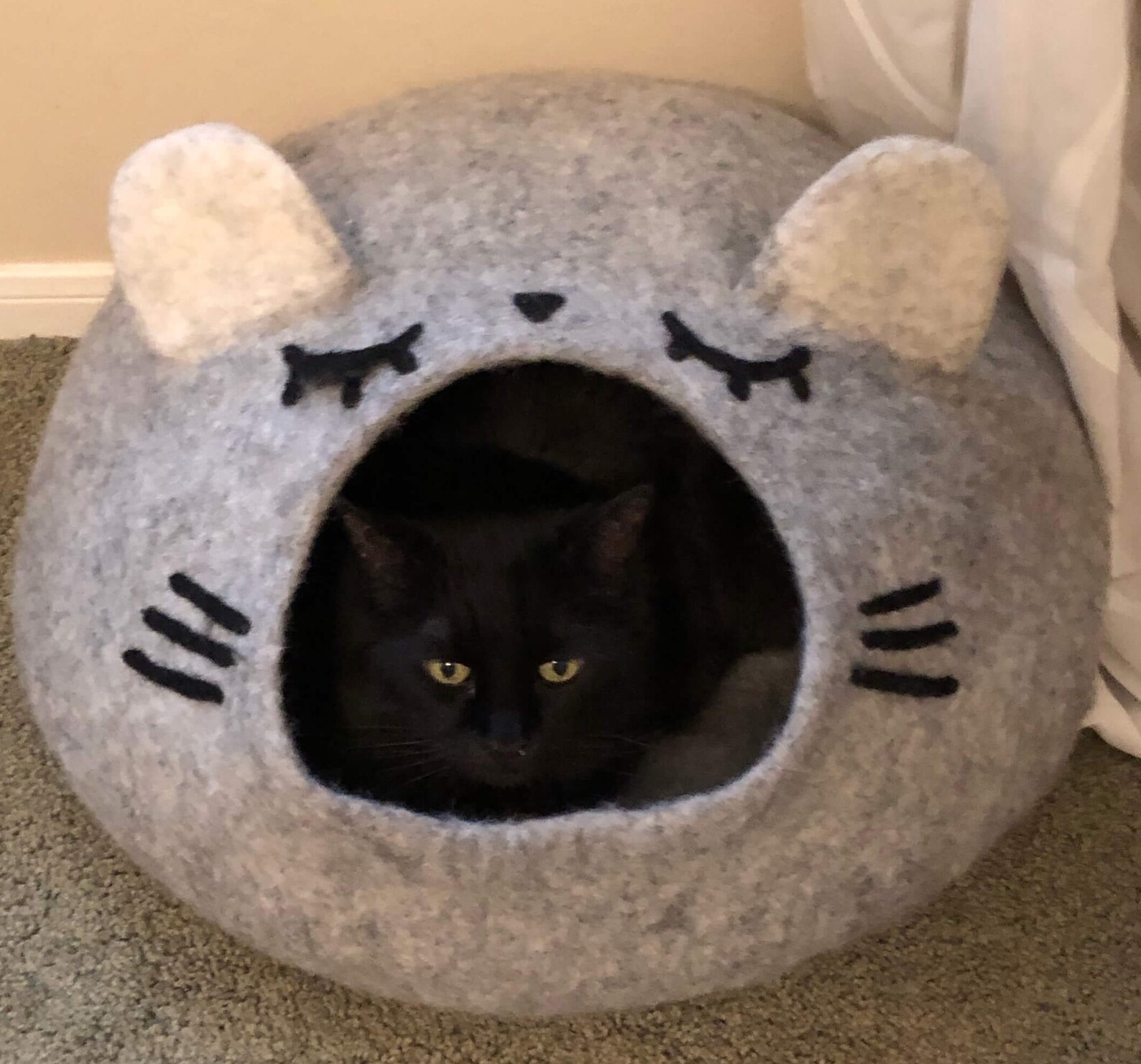Extra Large Cat Cave, XL Cat Bed, Cat House 100% Wool Felted (SLEEPY ...