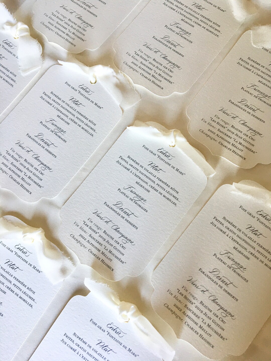 Menu Baroque Avec Ruban Soie Pour Mariage Ou Baptême - Etsy
