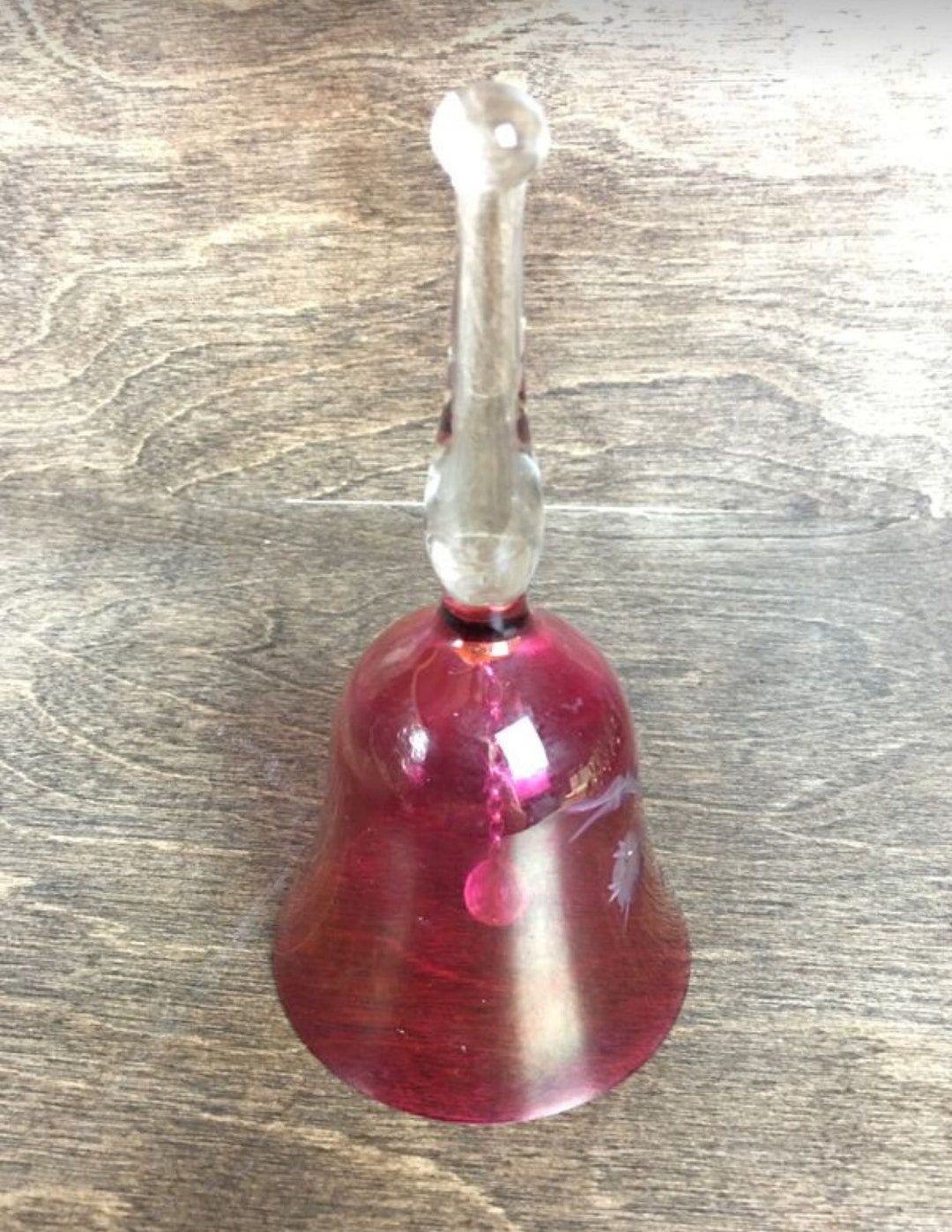 VTG Fine Cranberry Red Crystal Bell With Hand Etched Flower - Etsy
