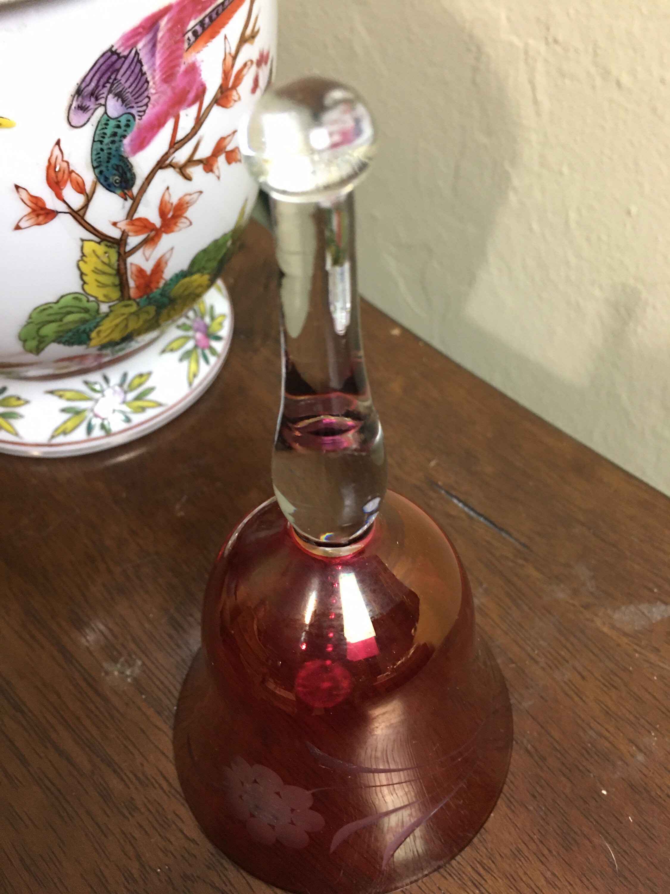 Lovely Hand Etched Red Crystal Bell | Etsy