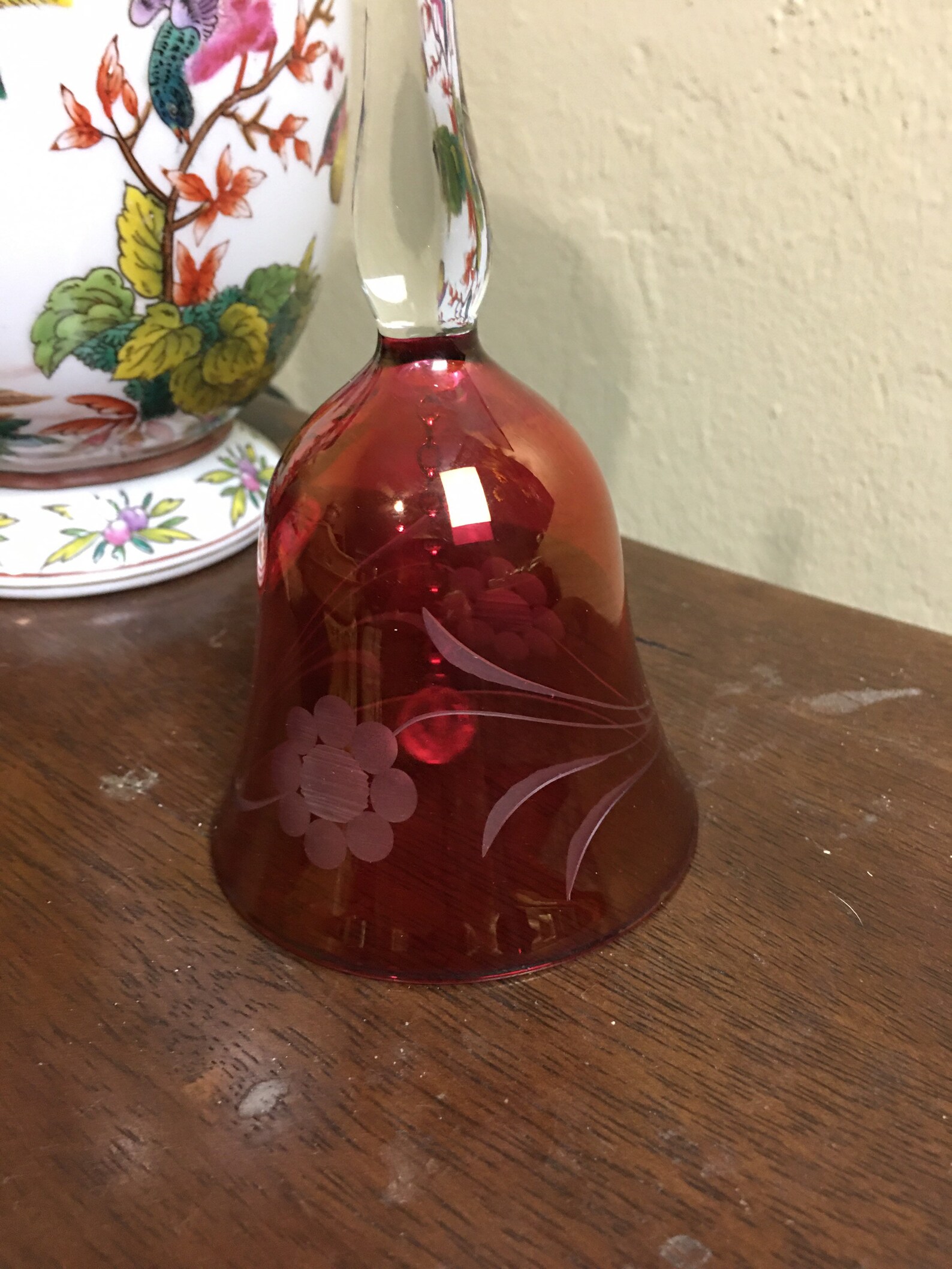 Lovely Hand Etched Red Crystal Bell - Etsy UK