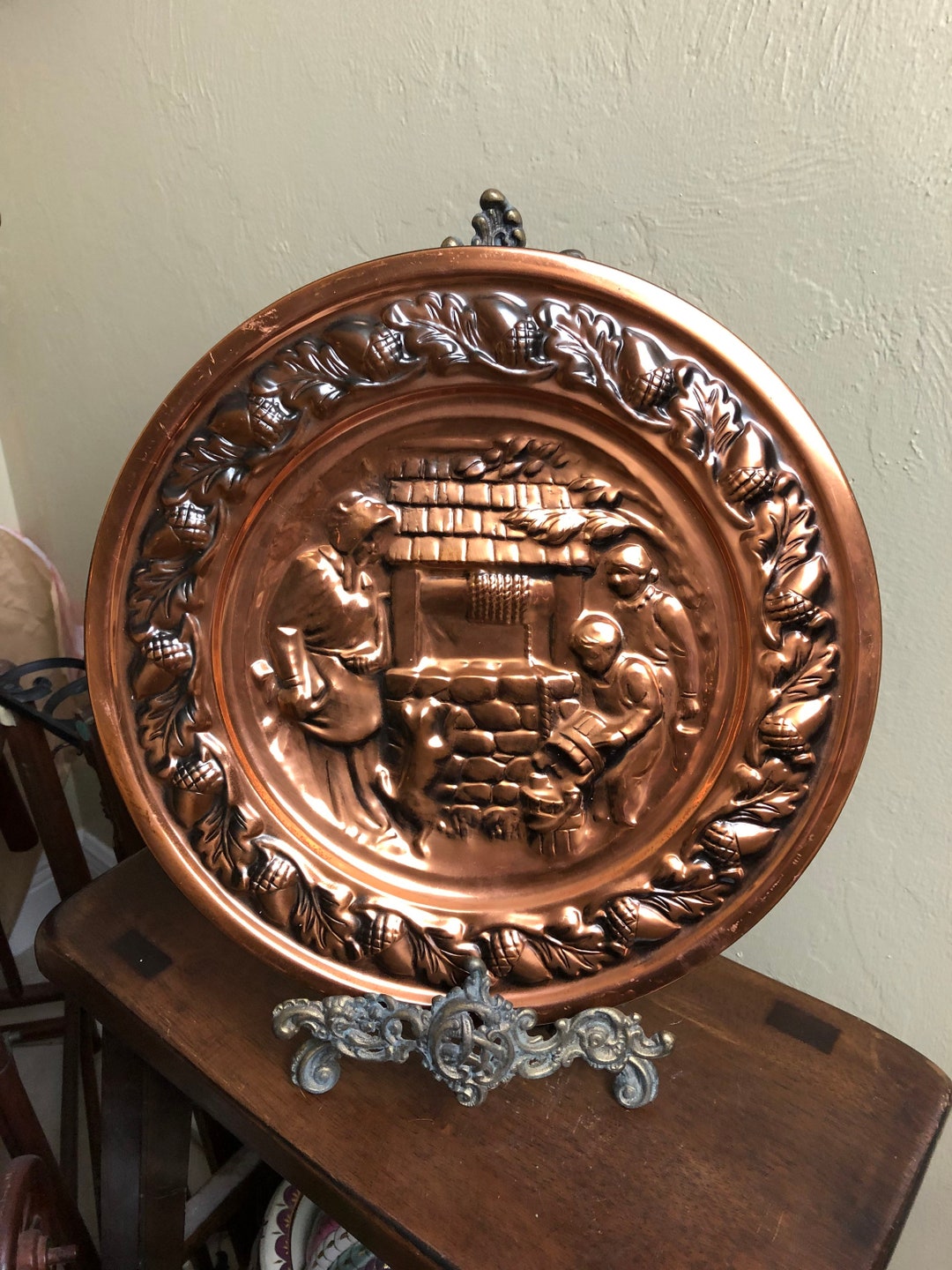 A Vintage Copper Hammered Plate. - Etsy