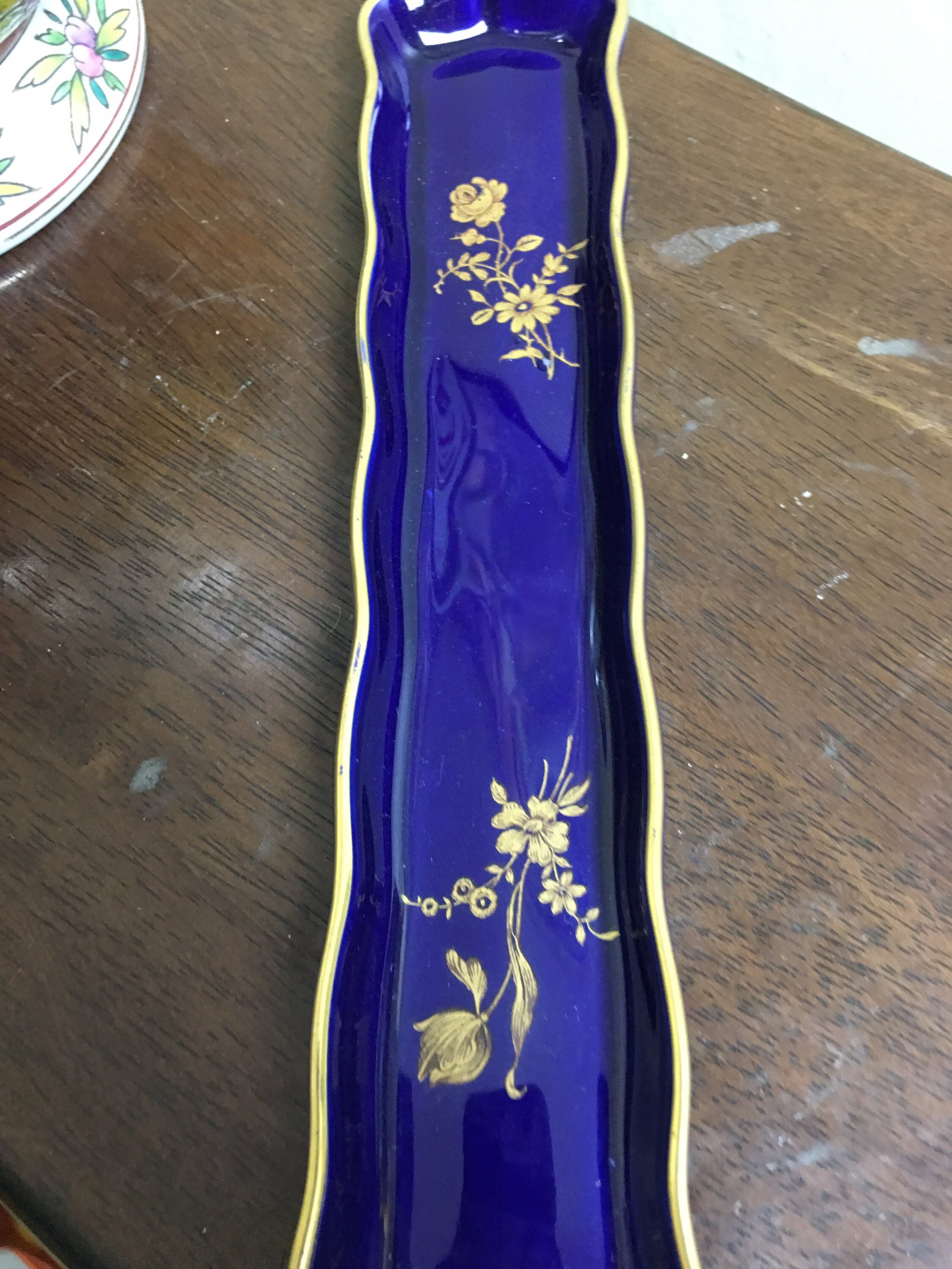 VTG Limoges Veritable Bleu De Fours Olive Tray - Etsy