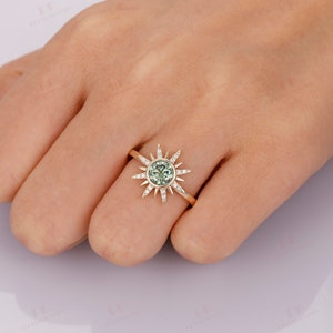 Personalized Engagement Ring Sun Shape Design Ring Round Cut - Etsy