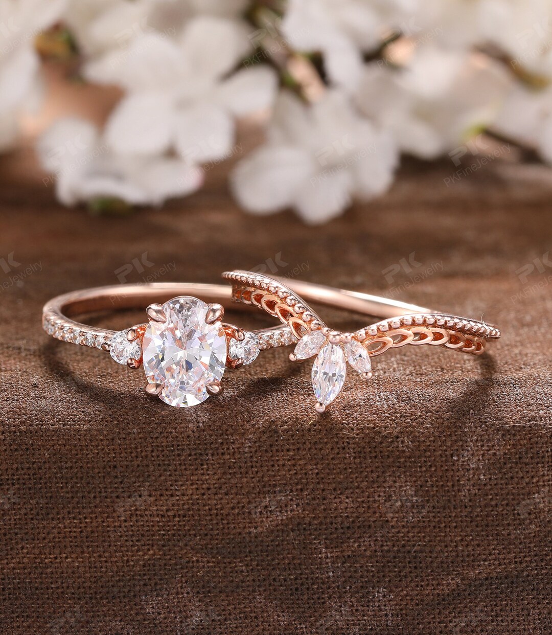 Vintage Half Eternity Moissanite Bridal Wedding Sets, Women's Danity ...