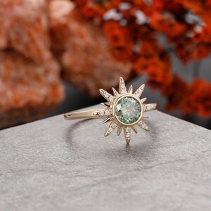 Personalized Engagement Ring Sun Shape Design Ring Round Cut - Etsy