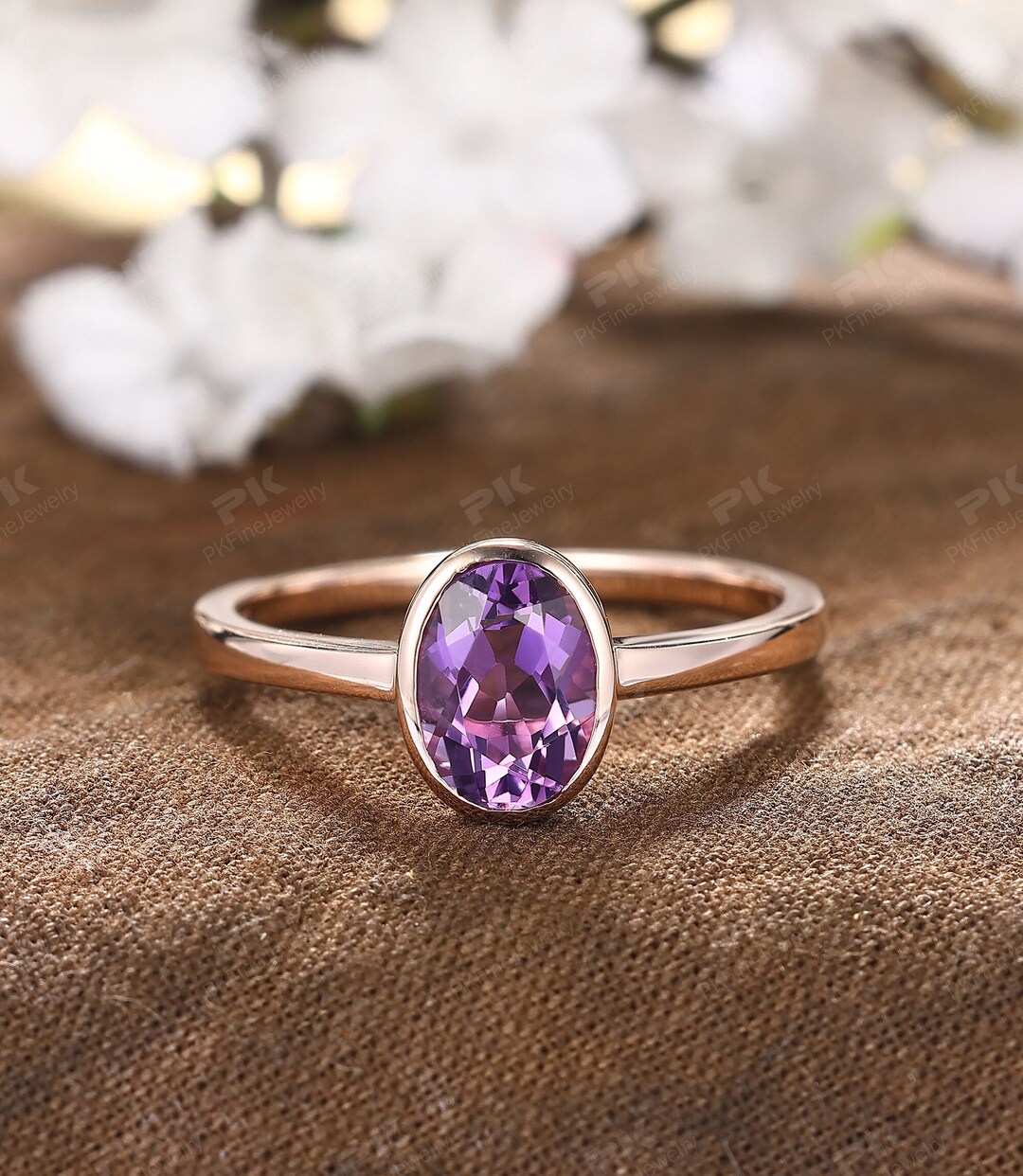 Purple Feb Birthstone Ring, Simple Anniversary Ring, Antique Amethyst ...