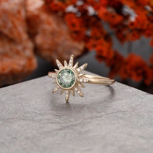 Personalized Engagement Ring Sun Shape Design Ring Round Cut - Etsy