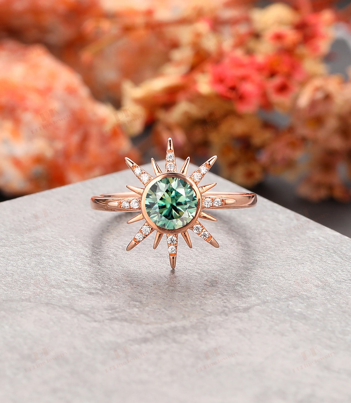 Personalized Engagement Ring Sun Shape Design Ring Round Cut | Etsy