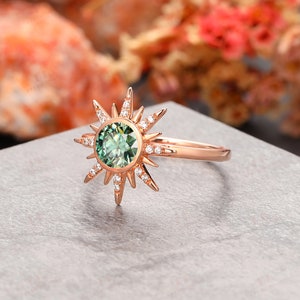 Personalized Engagement Ring Sun Shape Design Ring Round Cut - Etsy